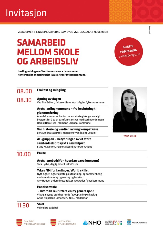 Arendal Næringsforening - Arrangement - Næringslivsdag 2019 Sam Eyde vgs